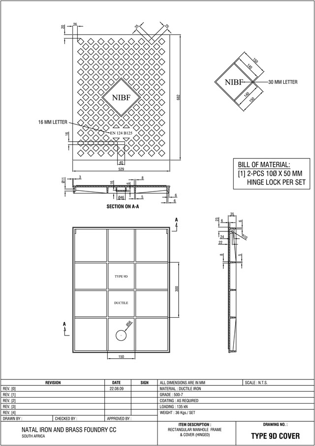 Rectangular Manhole Cover and Frame (Type 9D)